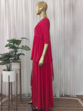 Red Pearl Embroidered Sharara Set