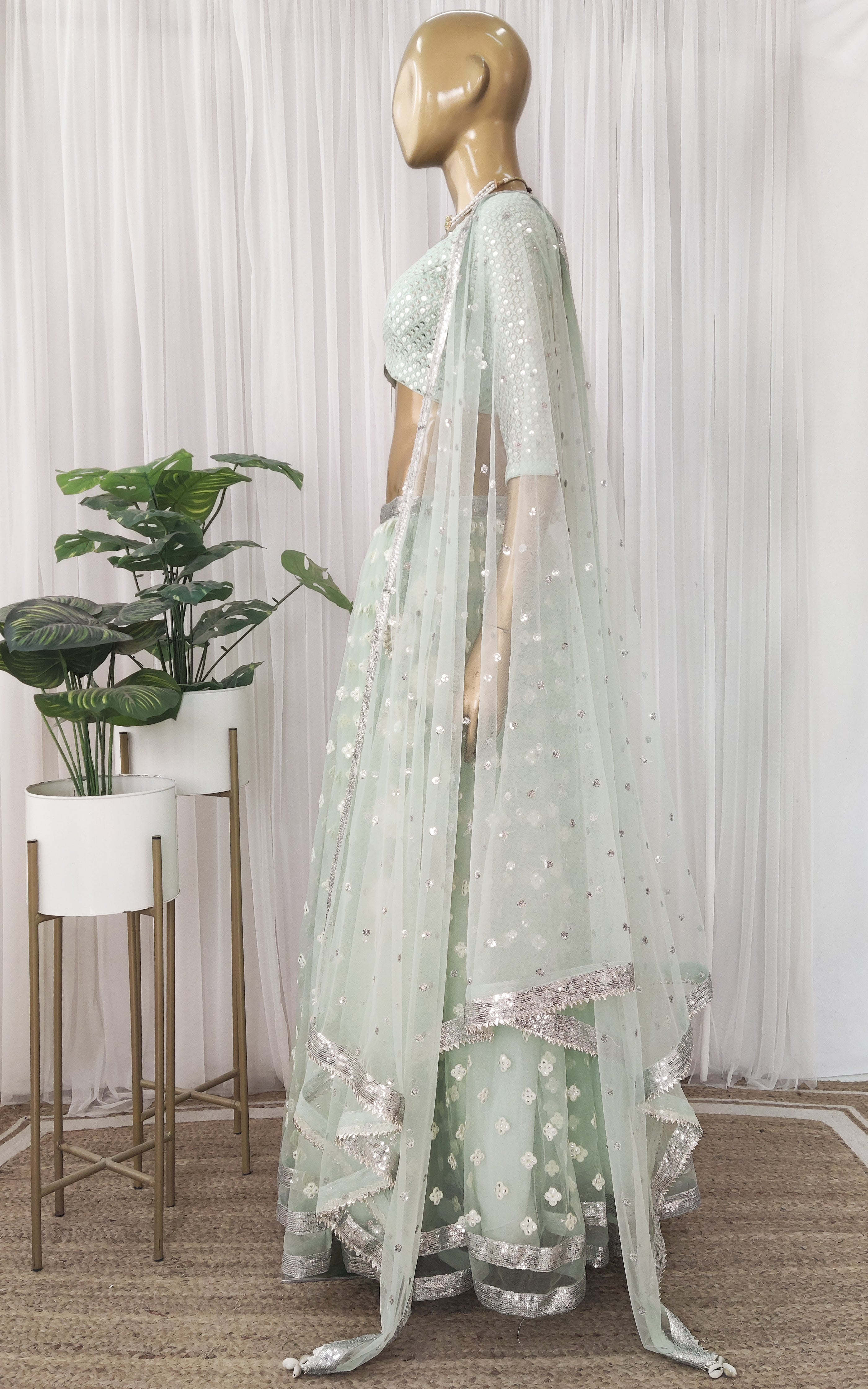 Mint Green Mirrorwork Lehenga