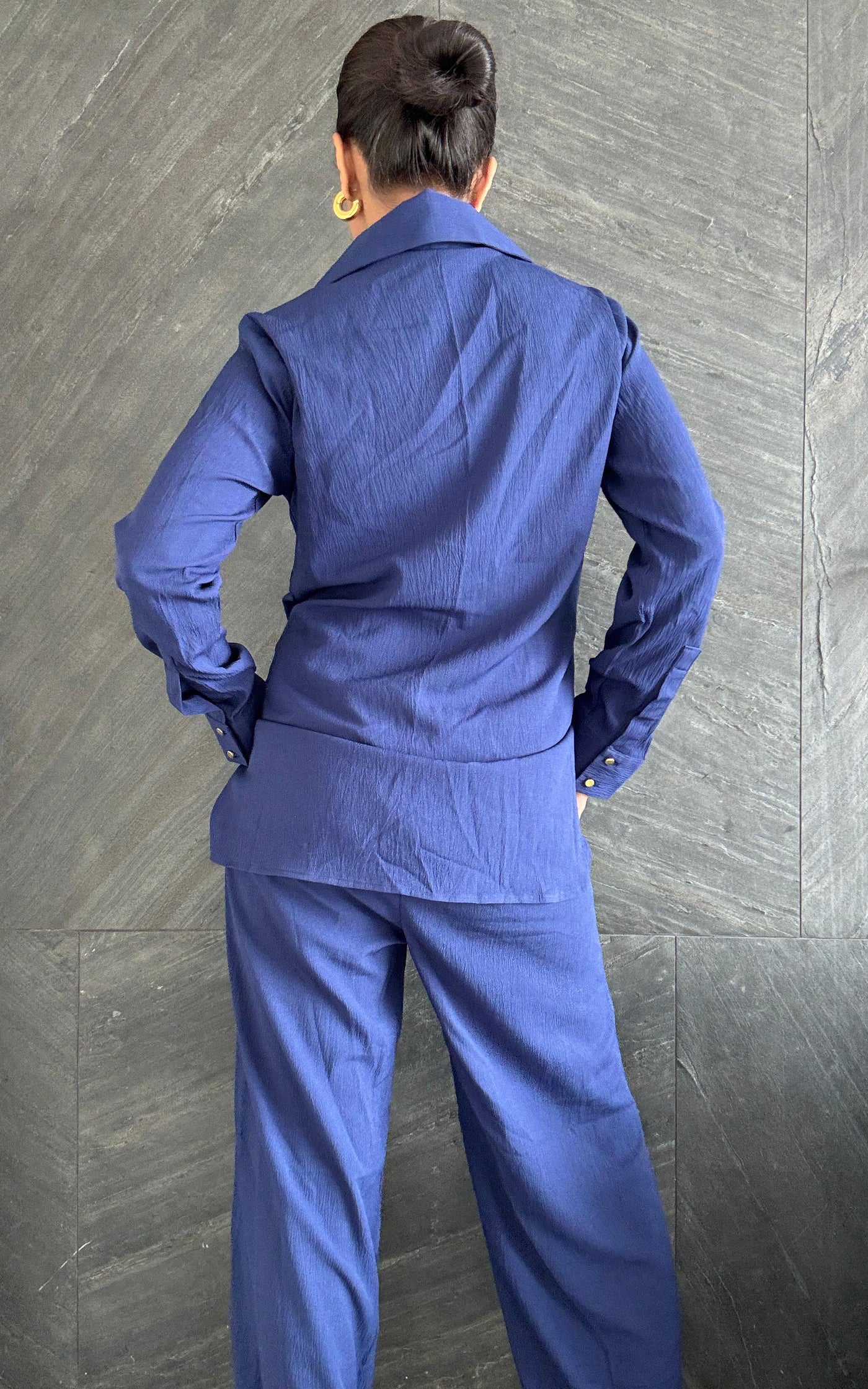 Navy Blue Solid Co-Ord Set