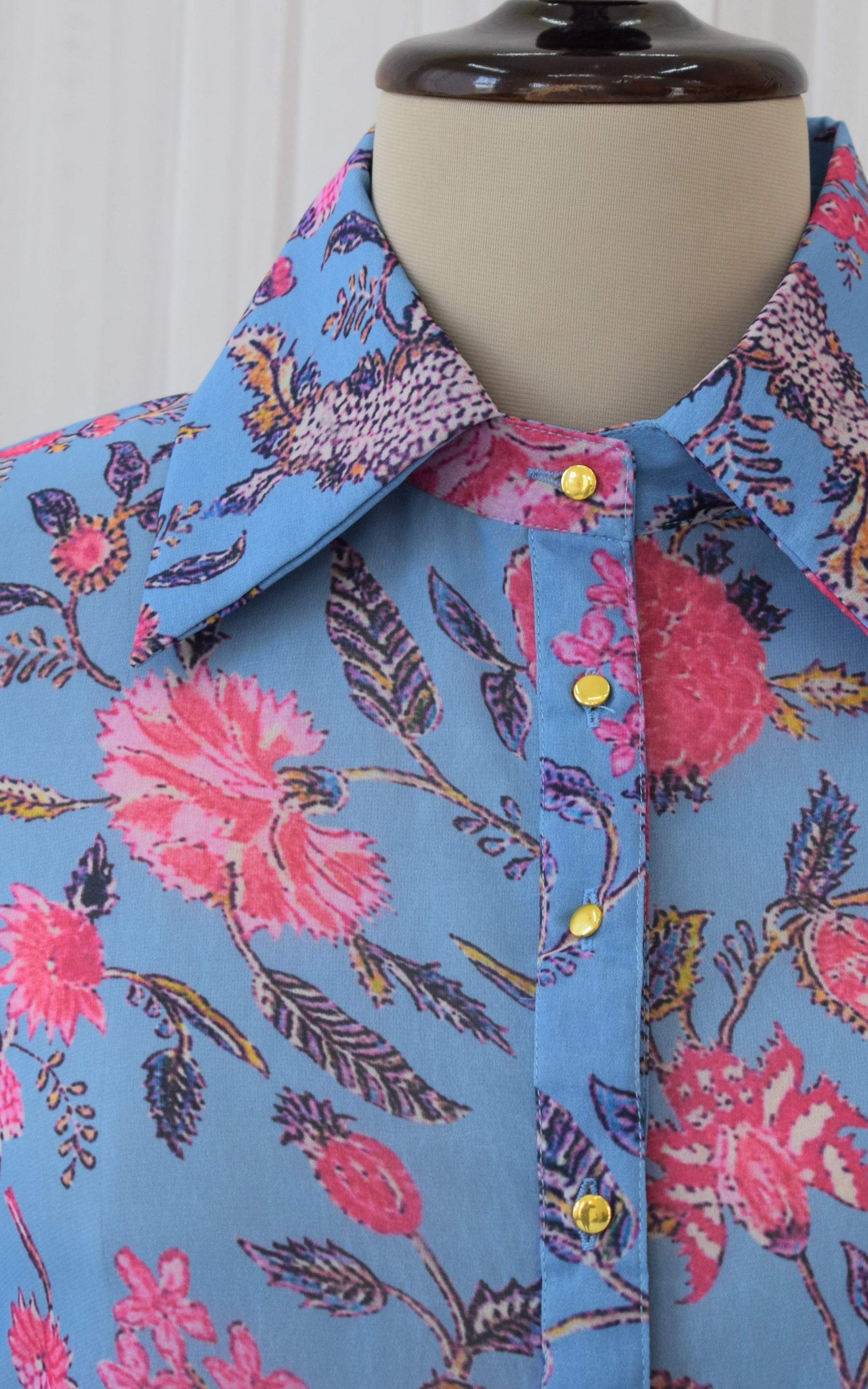 Grey Floral Printed Georgette Shirt