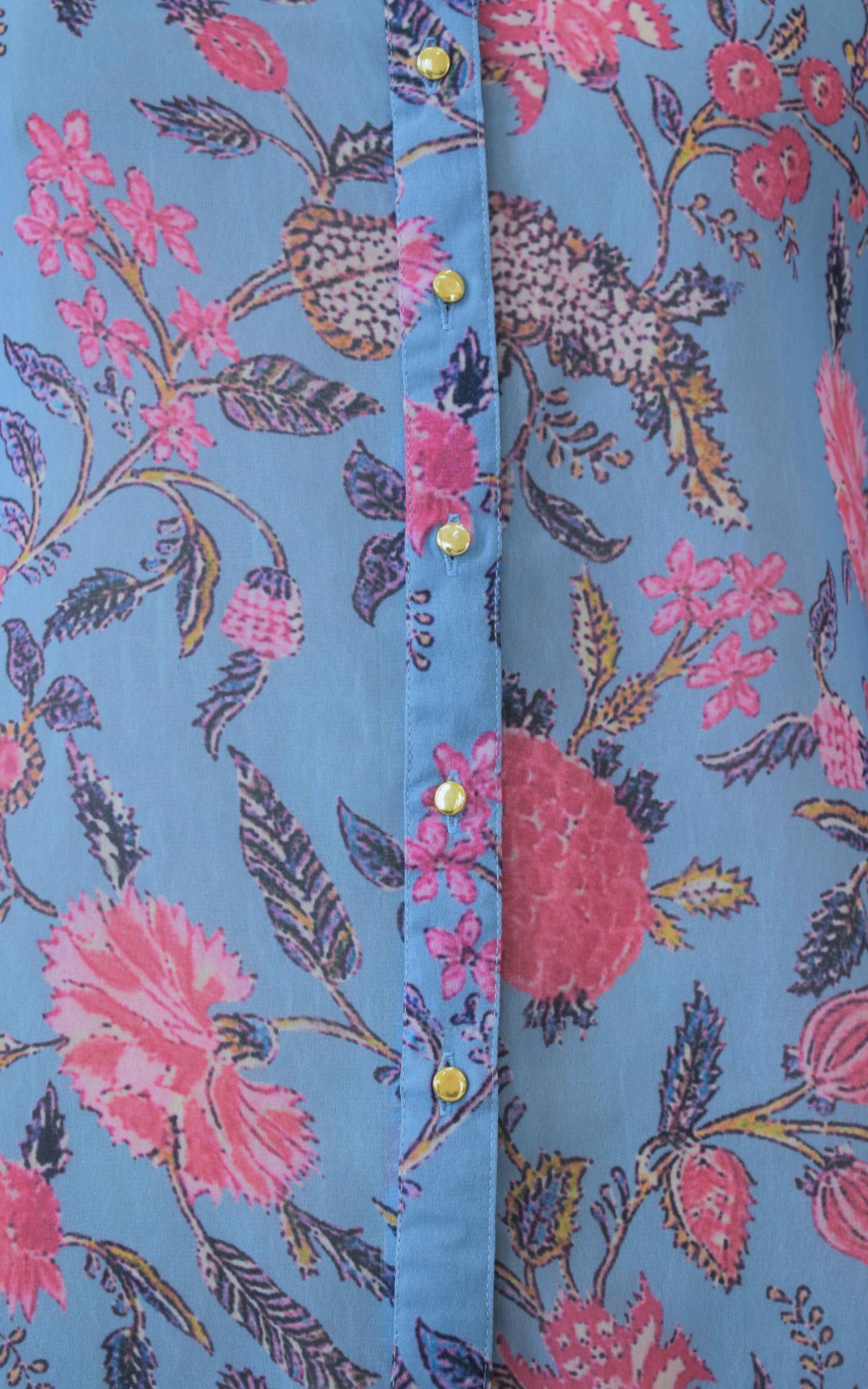 Grey Floral Printed Georgette Shirt