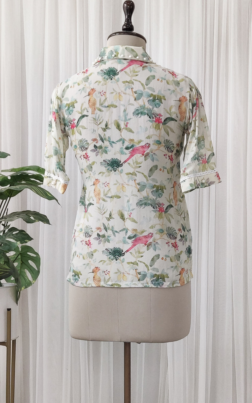 Off White Bird Georgette Top