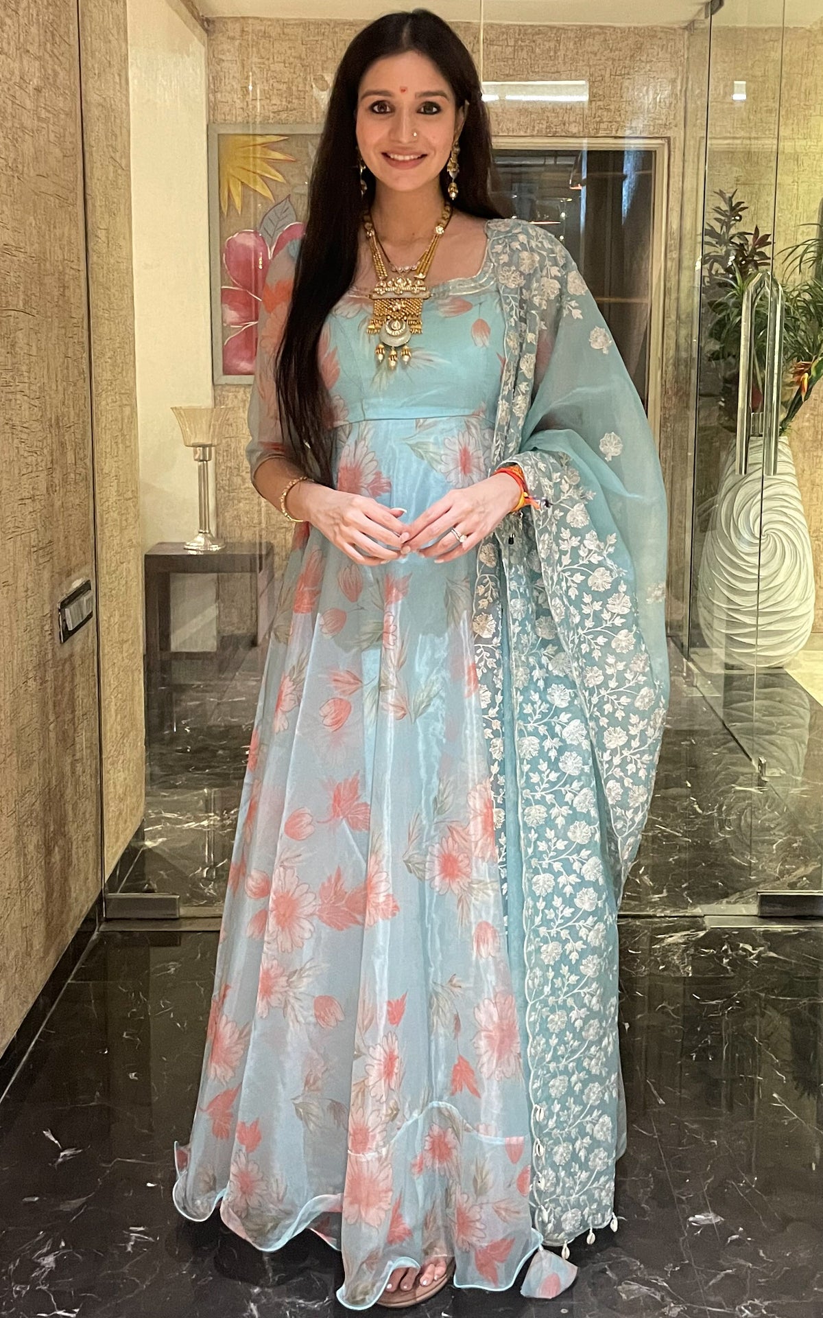 Avani Dixit Gulnar Organza Anarkali With Dori Work Organza Dupatta